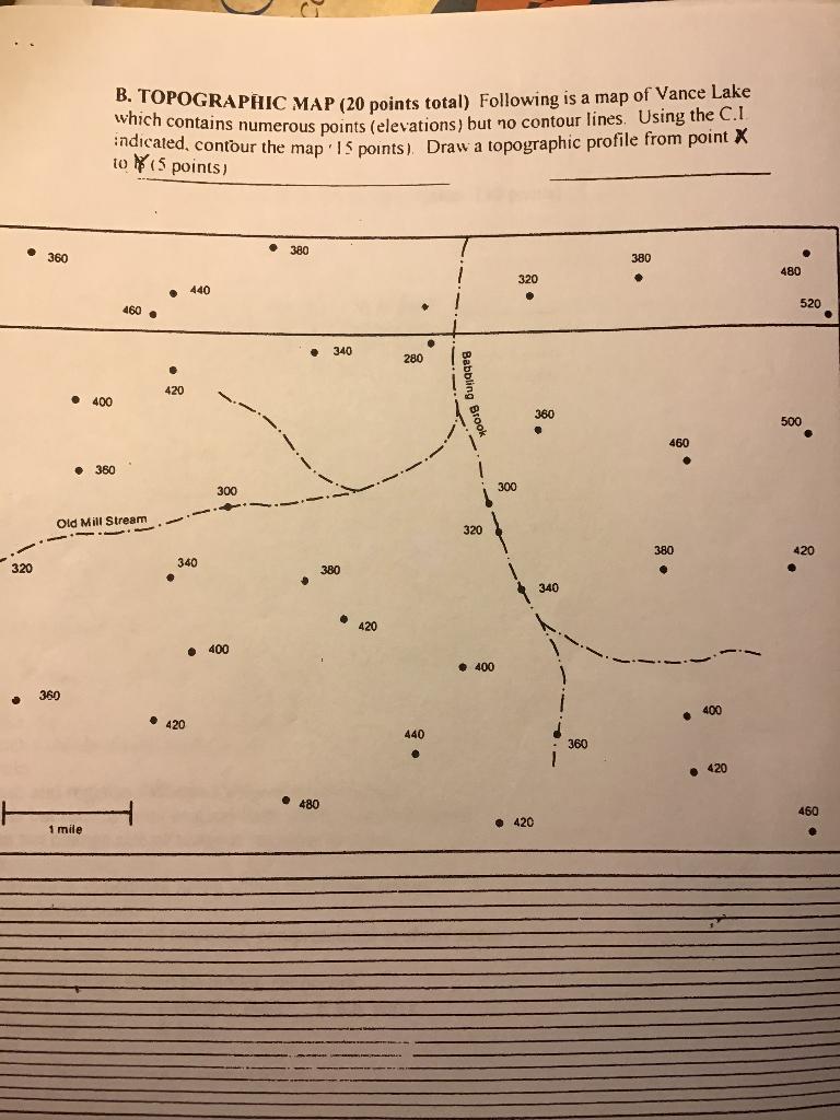 Solved B. TOPOGRAPHIC MAP (20 points total) Following is a | Chegg.com