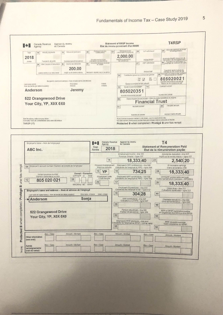 8 Fundamentals of Income Tax - Case Study 2019 1. For | Chegg.com