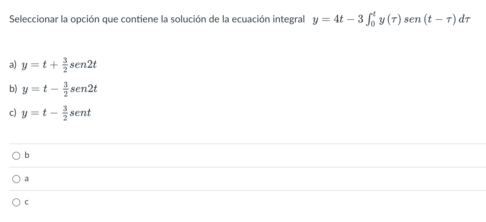Solved Seleccionar la opción que contiene la solución de la | Chegg.com