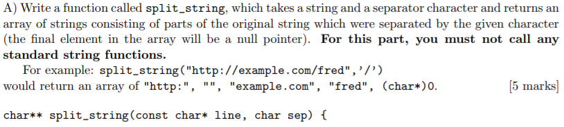 Solved A) Write a function called split_string, which takes | Chegg.com