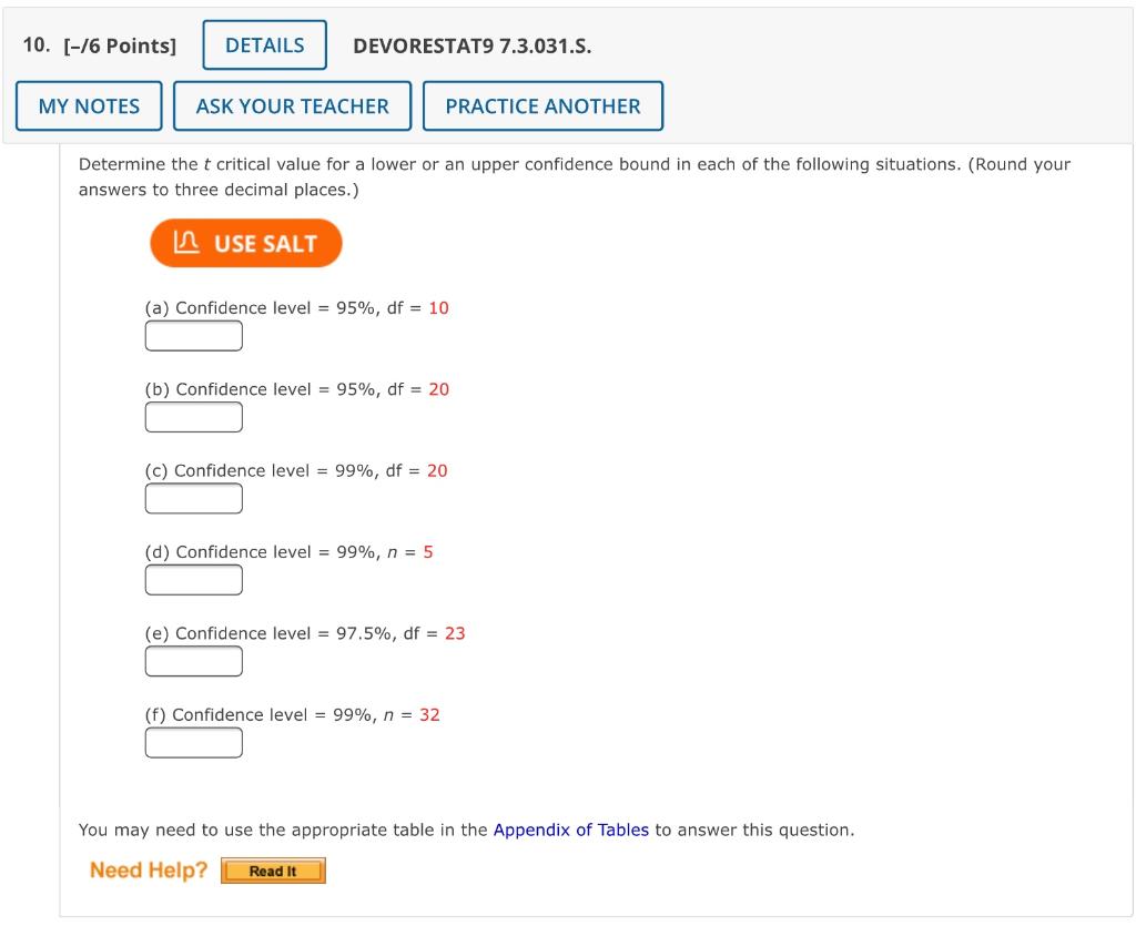 Solved 10. [-76 Points] DETAILS DEVORESTAT9 7.3.031.S. MY | Chegg.com