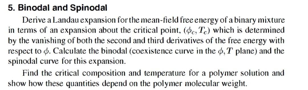Solved 5. Binodal and Spinodal Derive a Landau expansion for | Chegg.com