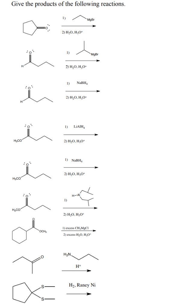 Solved Give the products of the following reactions. 1) MgBr | Chegg.com