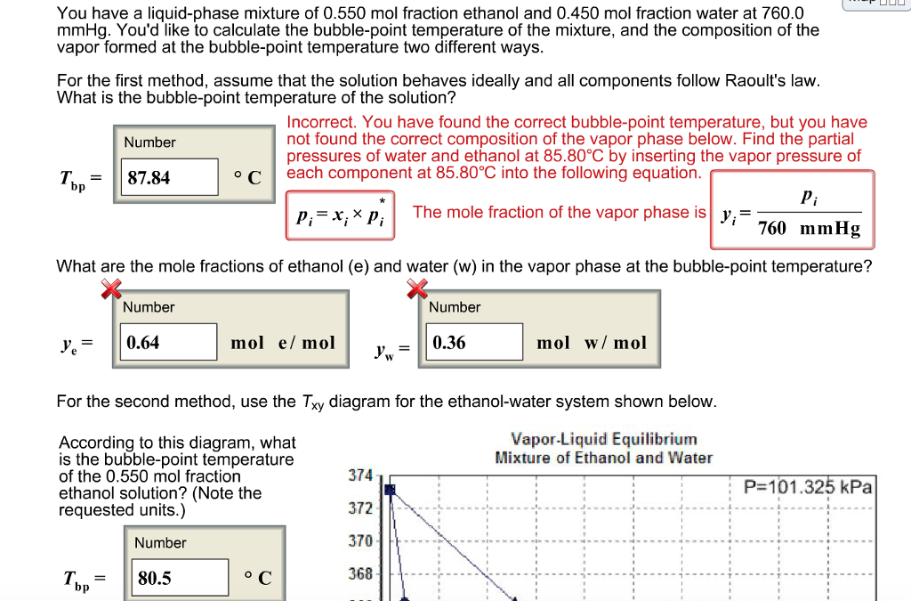 Solved You have a liquid-phase mixture of 0.550 mol fraction | Chegg.com