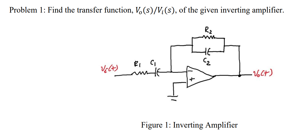 Solved Problem 1: Find the transfer function, Vo(s)/Vi(s), | Chegg.com