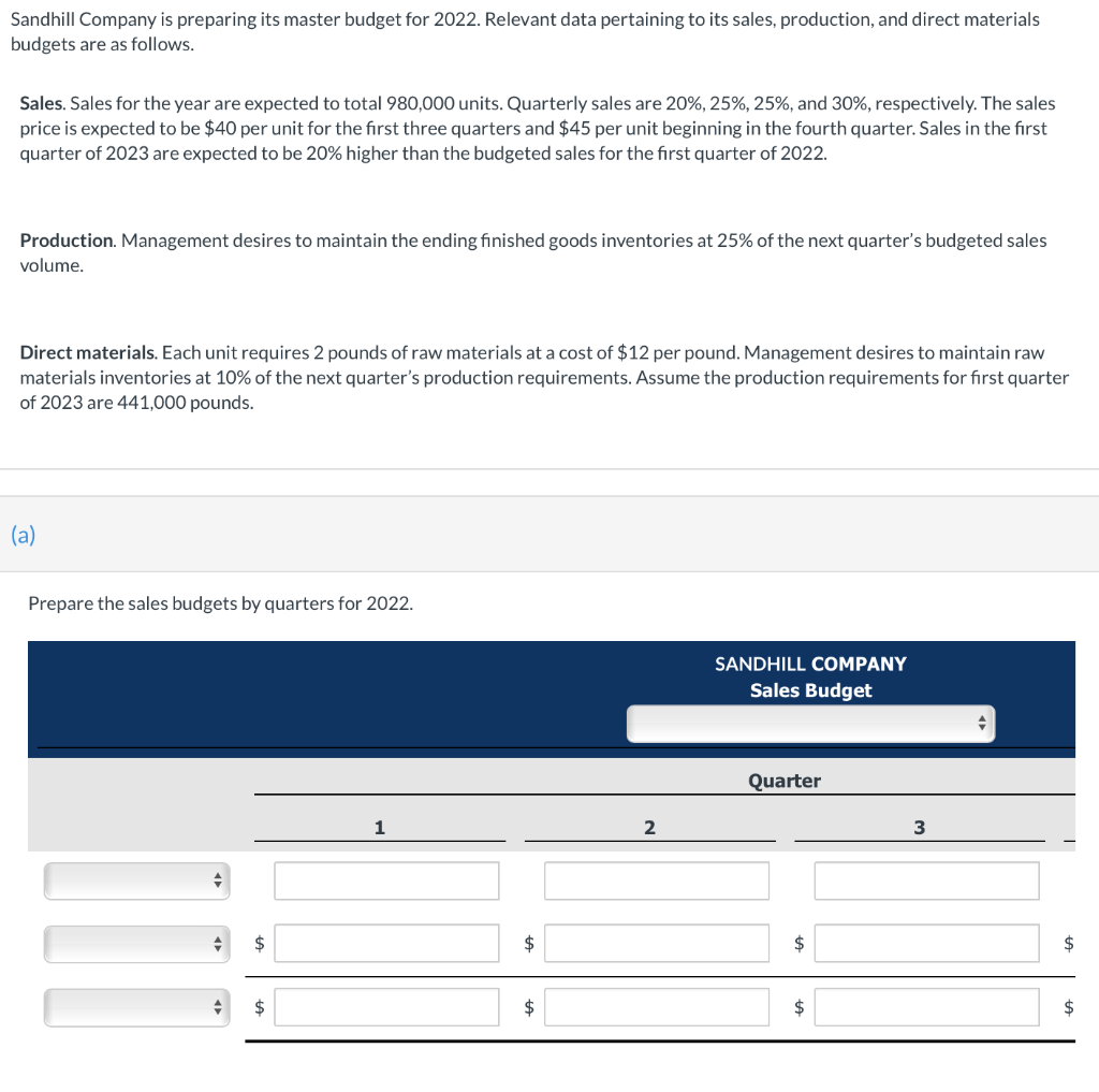 Solved Sales. Sales for the year are expected to total | Chegg.com