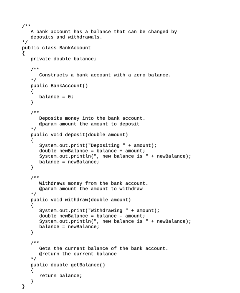 Solved Java Programming Add a condition to the deposit | Chegg.com