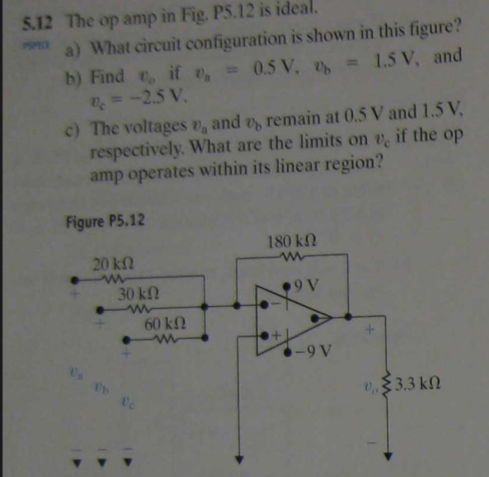 Solved 5.12 The op amp in Fig. P5.12 is ideal. a) What | Chegg.com