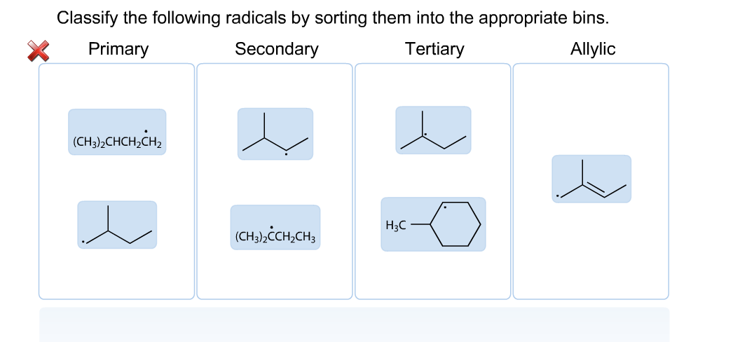 Solved Classify the following radicals by sorting them into | Chegg.com