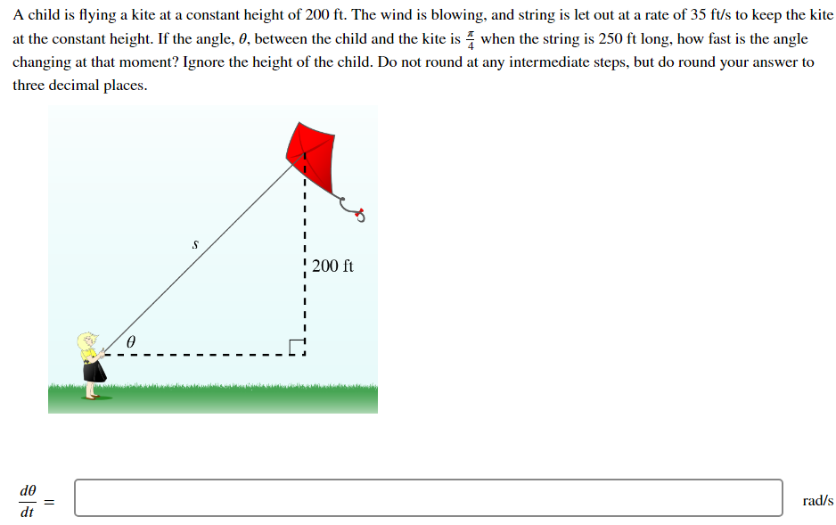 Solved A child is flying a kite at a constant height of | Chegg.com