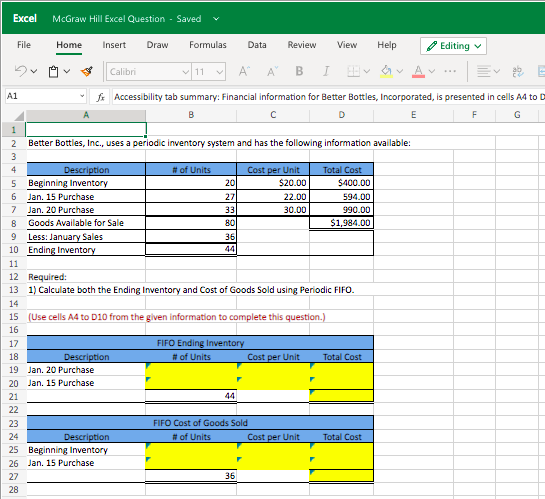Solved Better Bottles, Inc. uses a periodic inventory system | Chegg.com