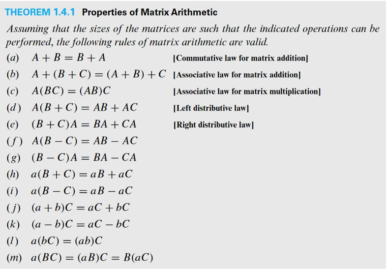 Solved THEOREM 1.4.1 Properties of Matrix Arithmetic | Chegg.com