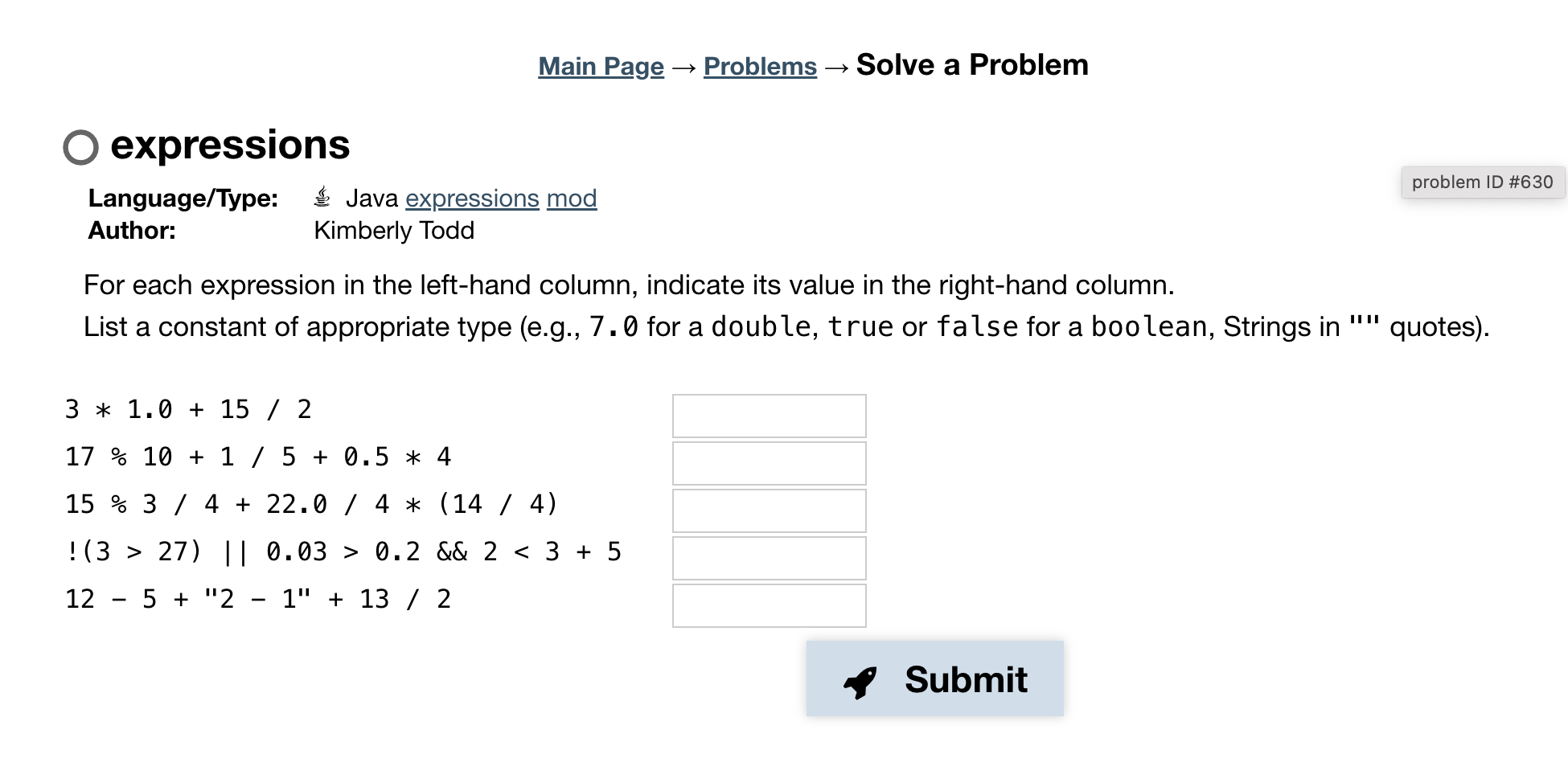 Solved Main Page → Problems → Solve a Problem O expressions | Chegg.com