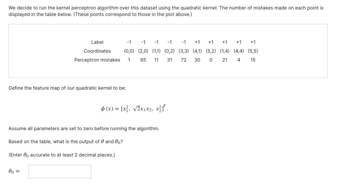 Solved We decide to run the kernel perceptron algorithm over | Chegg.com