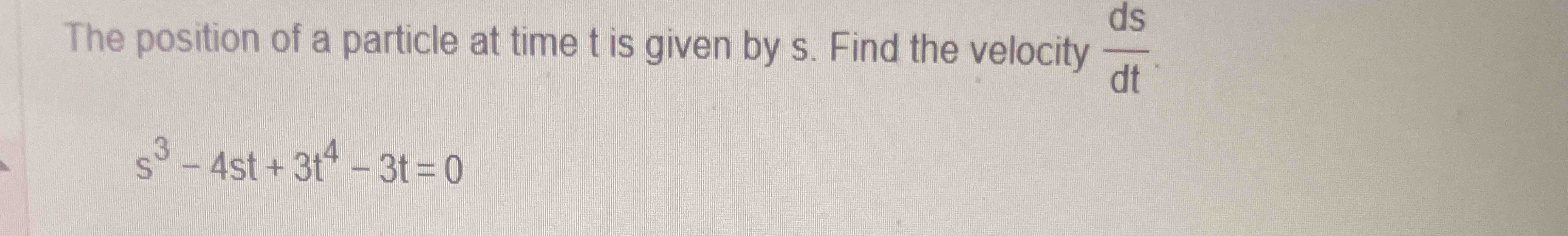 Solved The position of a particle at time t ﻿is given by s. | Chegg.com