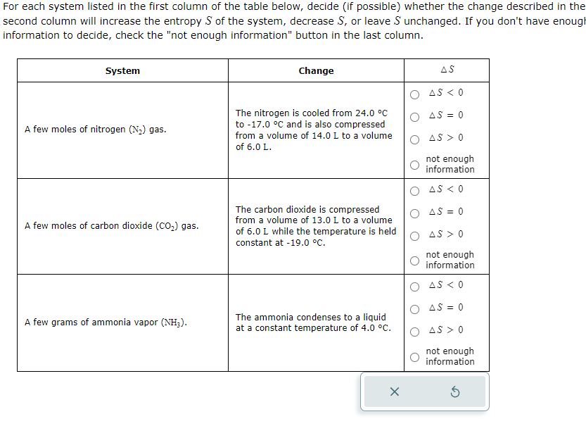 Solved For each system listed in the first column of the | Chegg.com