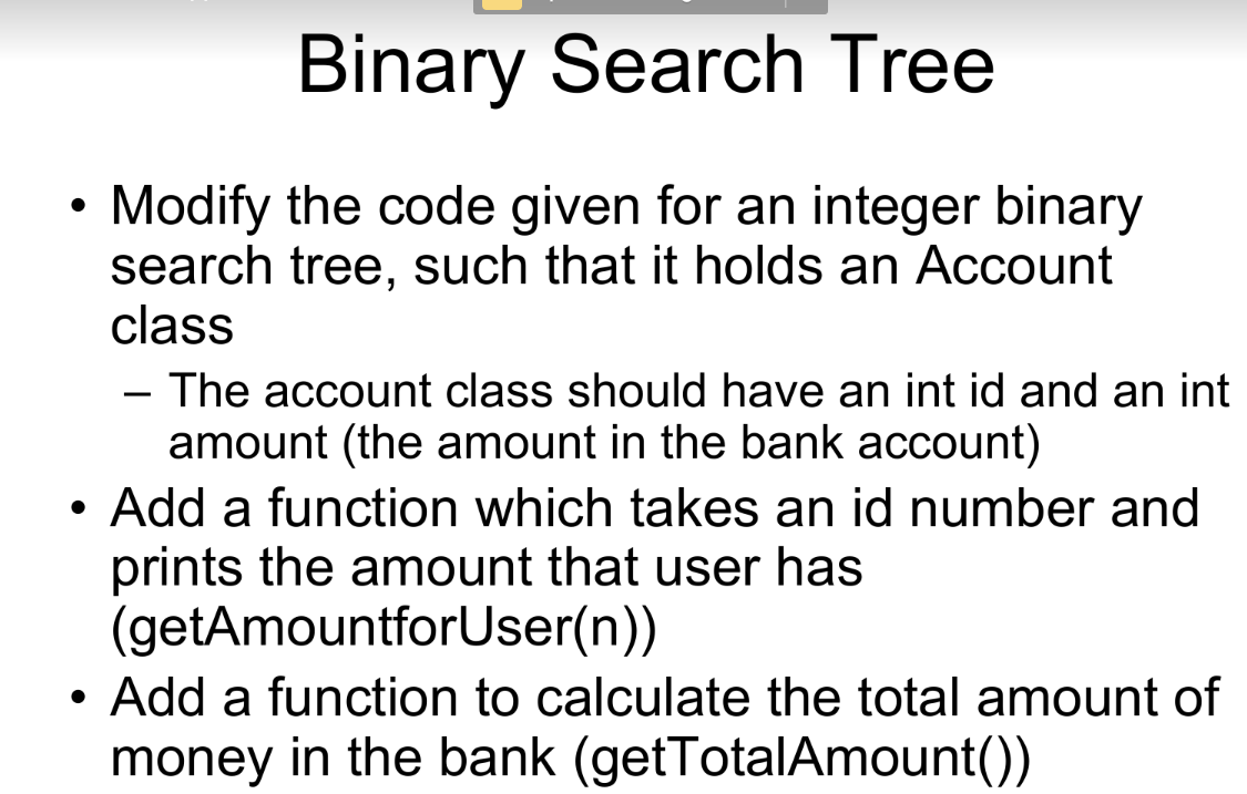 Solved Binary Search Tree Modify the code given for an | Chegg.com