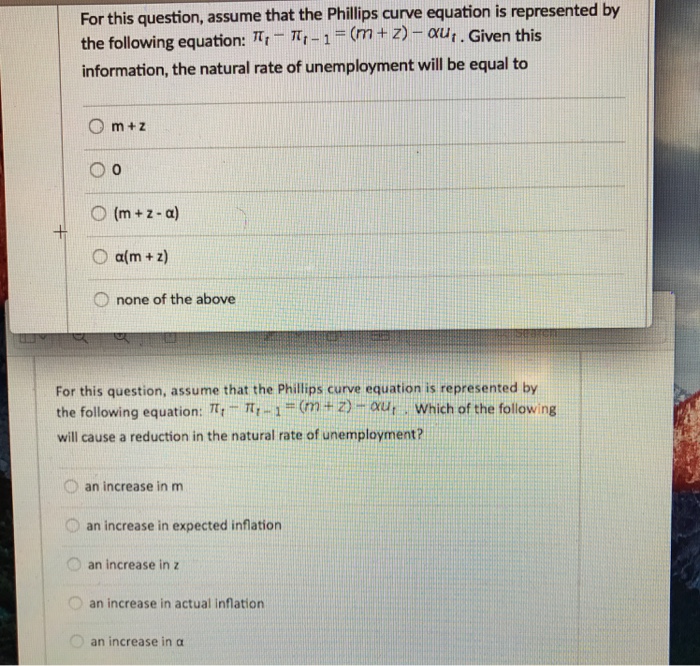 Solved For this question, assume that the Phillips curve | Chegg.com