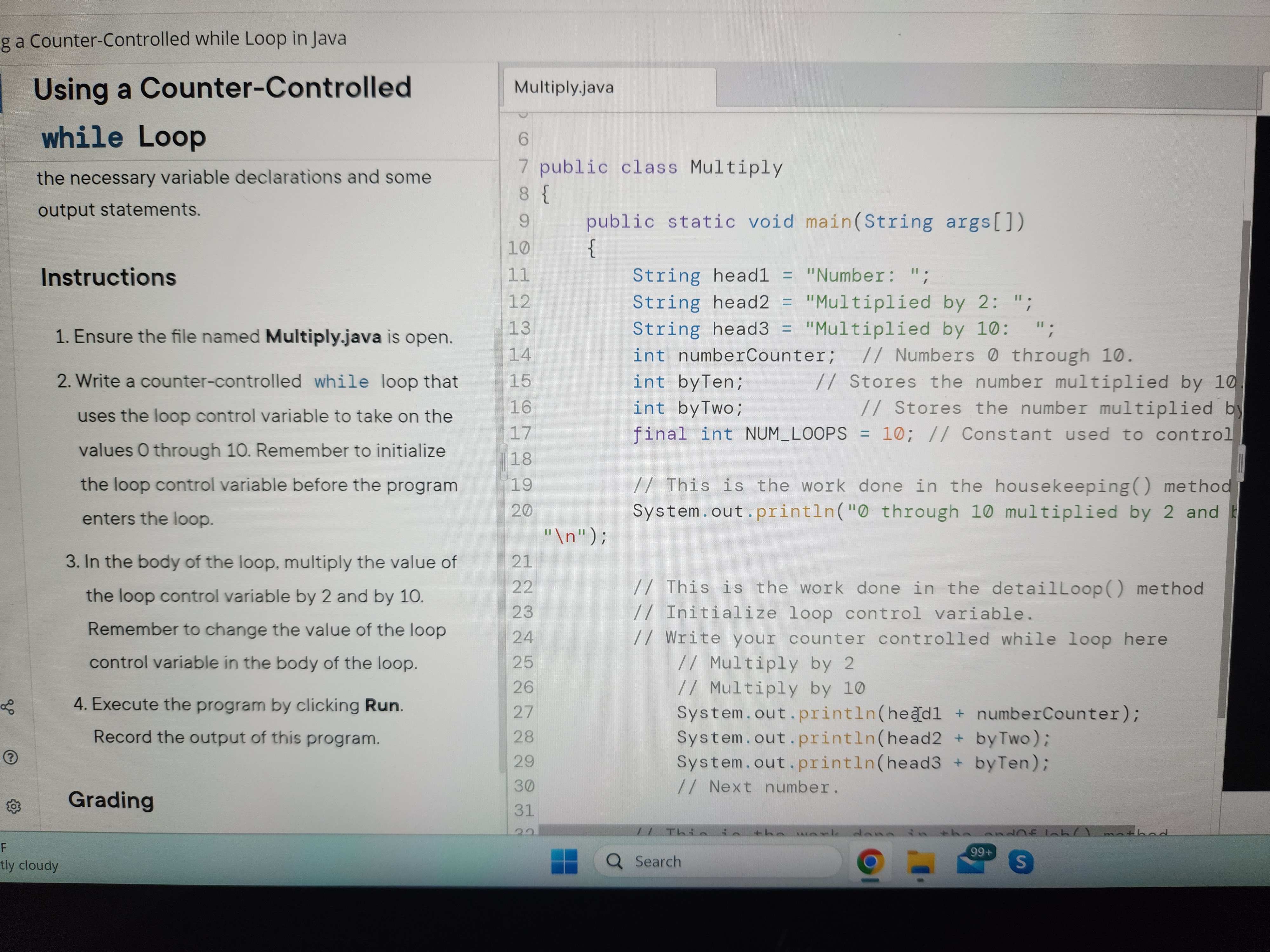 Solved G A Counter Controlled While Loop In Javausing A Chegg