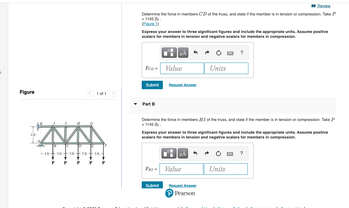 Solved Determine the force in members CD of the truss, and | Chegg.com
