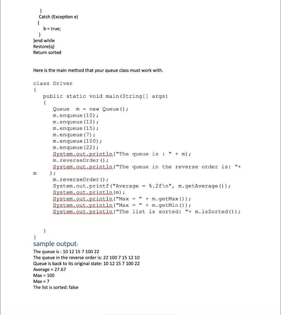 Solved Objectives Practice Queue and Exception handling | Chegg.com