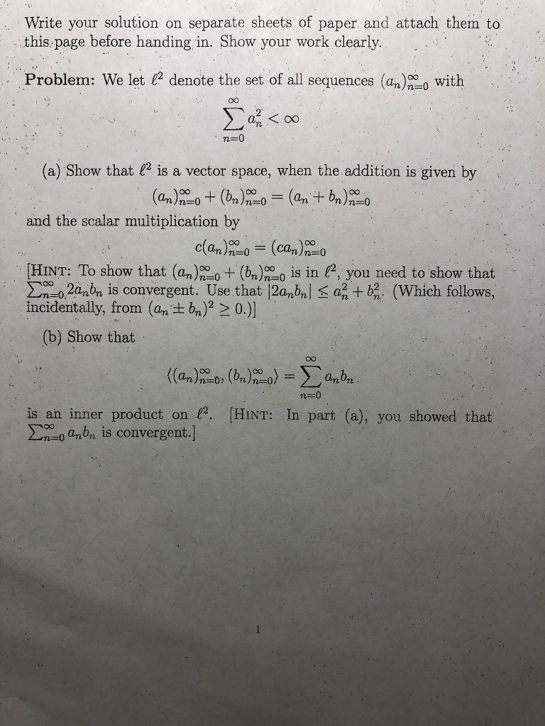 Solved Write your solution on separate sheets of paper and | Chegg.com