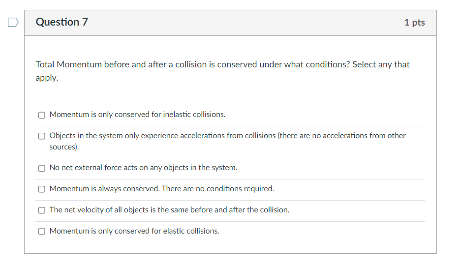 Solved Total Momentum before and after a collision is | Chegg.com