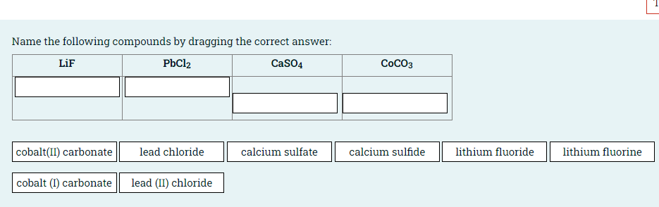 Solved Name the following compounds by dragging the correct | Chegg.com