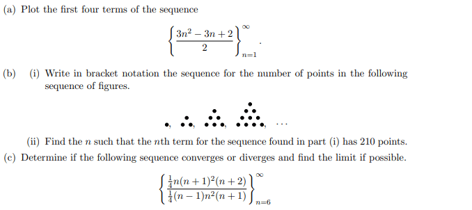 Solved (a) Plot the first four terms of the sequence 3n2 – | Chegg.com