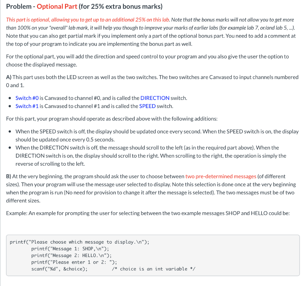 Lab #8 (Option 1): Implementing a Scrolling Display | Chegg.com