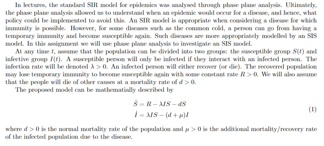 In lectures, the standard SIR model for epidemics was | Chegg.com