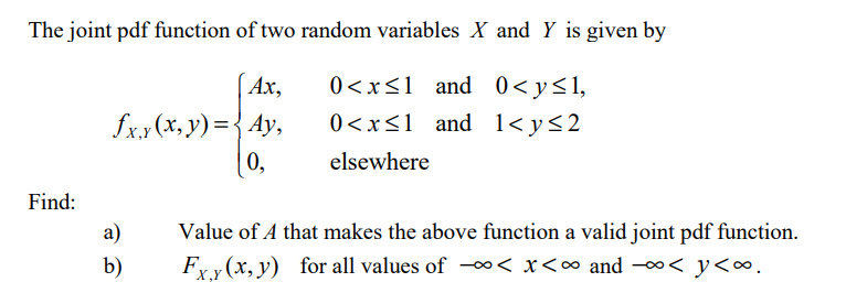 Solved The joint pdf function of two random variables X and | Chegg.com