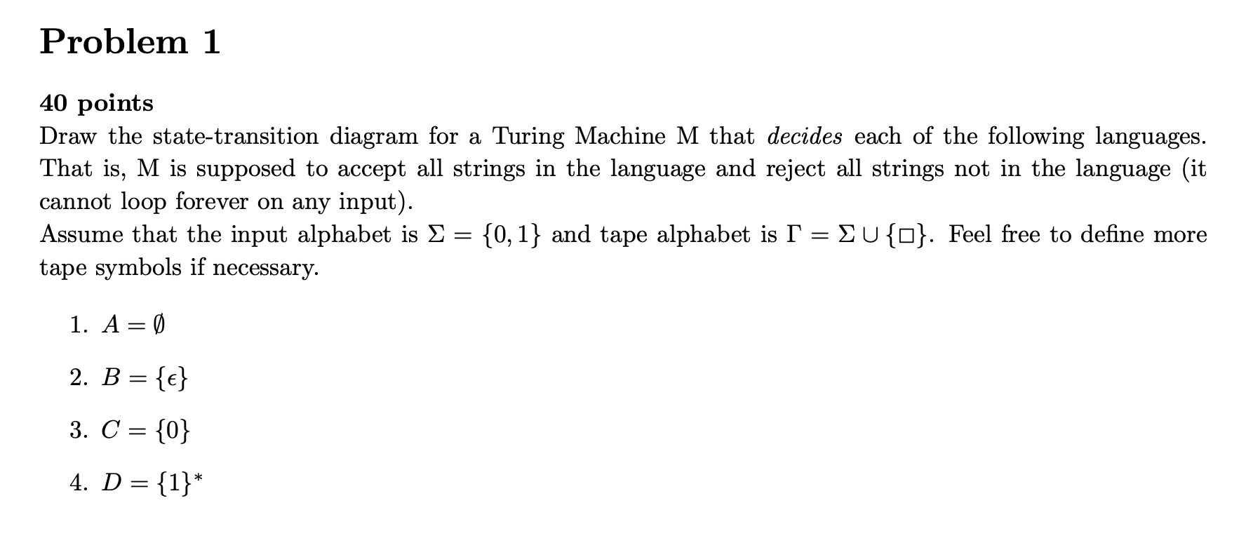 Solved Problem 1 40 points Draw the state-transition diagram | Chegg.com