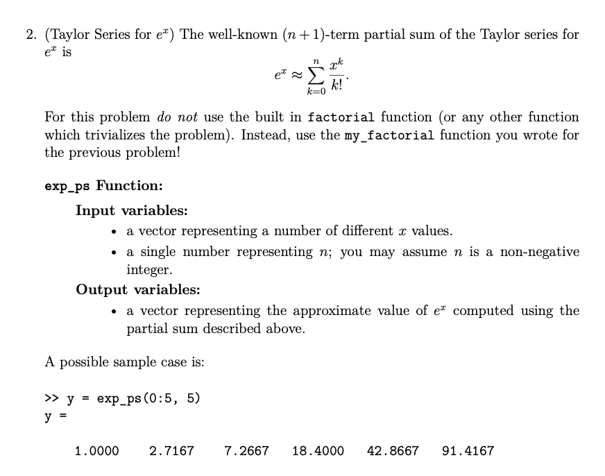 Solved 2. (Taylor Series for e*) The well-known (n +1)-term | Chegg.com