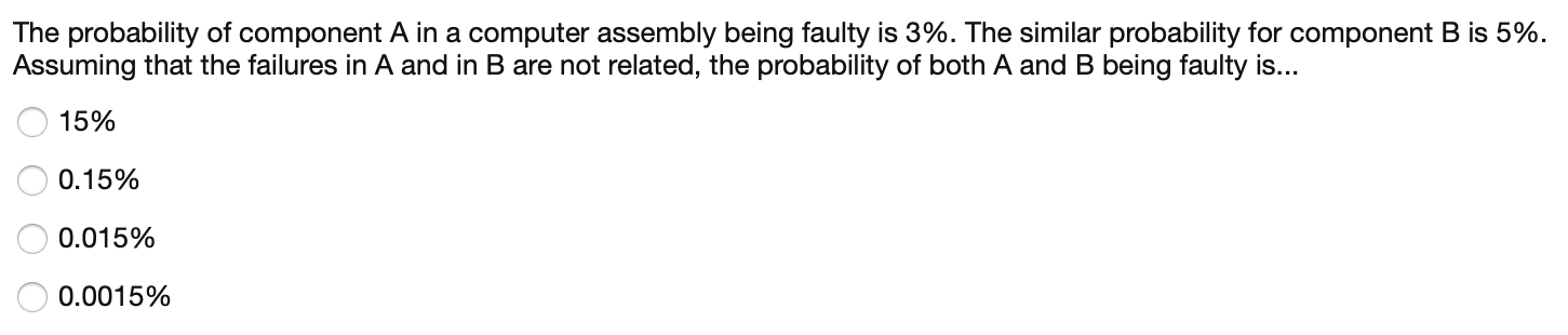 Solved The probability of component A in a computer assembly | Chegg.com