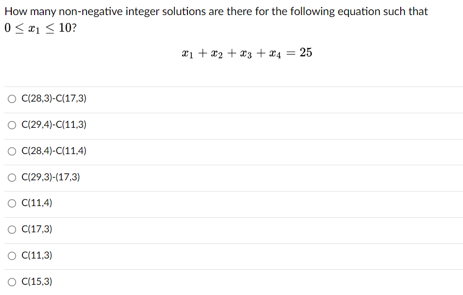 Solved How many non-negative integer solutions are there for | Chegg.com