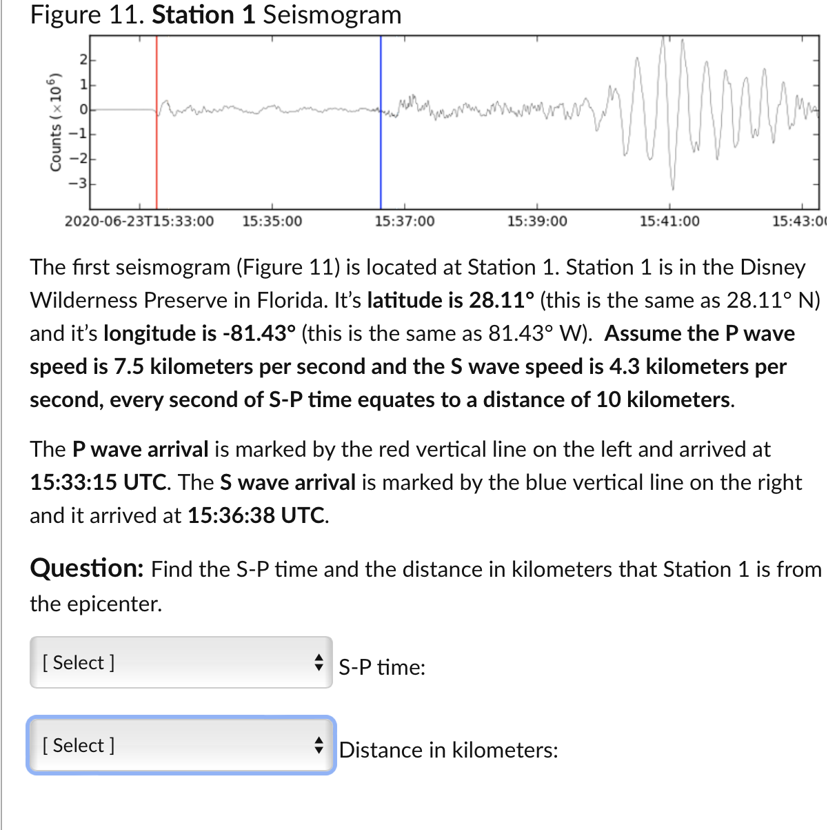 Solved The first seismogram (Figure 11) ﻿is located at | Chegg.com