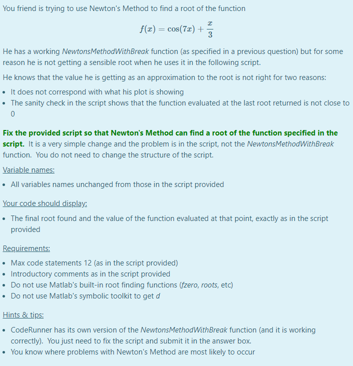 Solved Using Matlab The Given Script Need To Be Fixed 7805