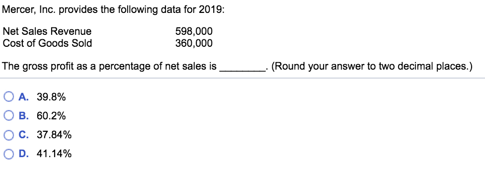 Solved Mercer, Inc. provides the following data for 2019: | Chegg.com