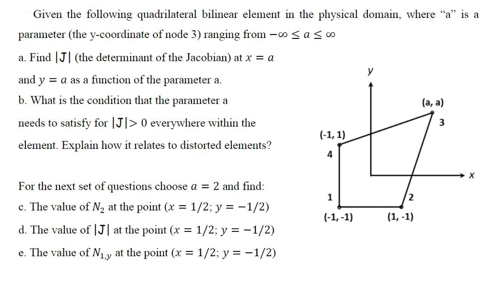 Given the following quadrilateral bilinear element in | Chegg.com