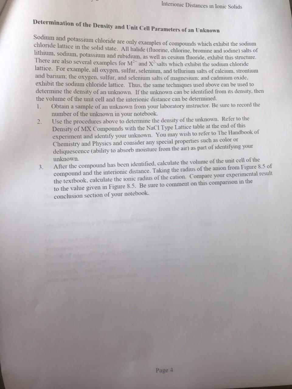 Interionic Distances in Ionic Solids Introduction | Chegg.com