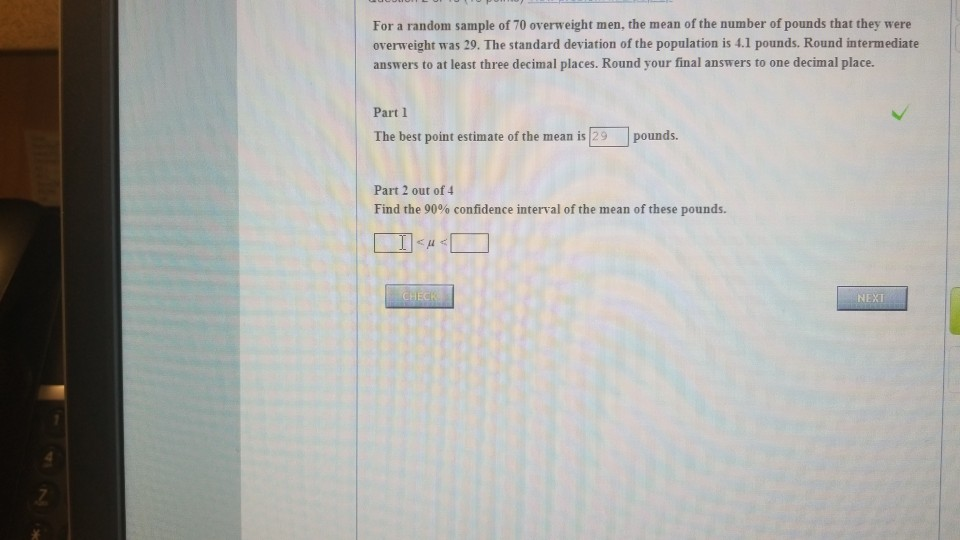 Solved For a random sample of 70 overweight men, the mean of | Chegg.com