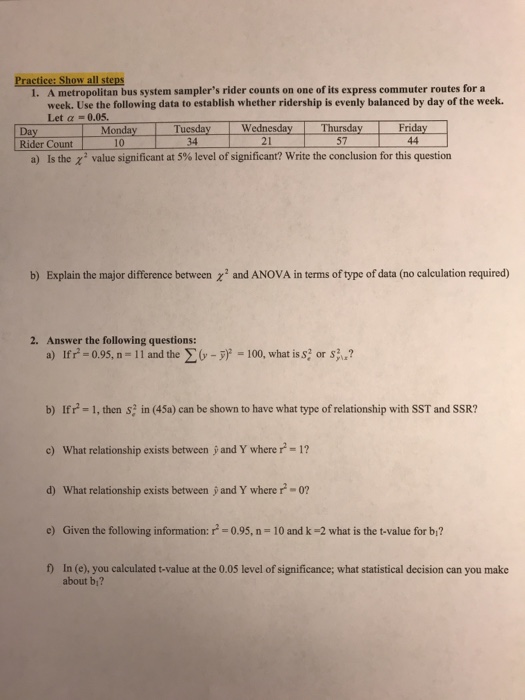 Solved 1. A metropolitan bus system sampler's rider counts | Chegg.com