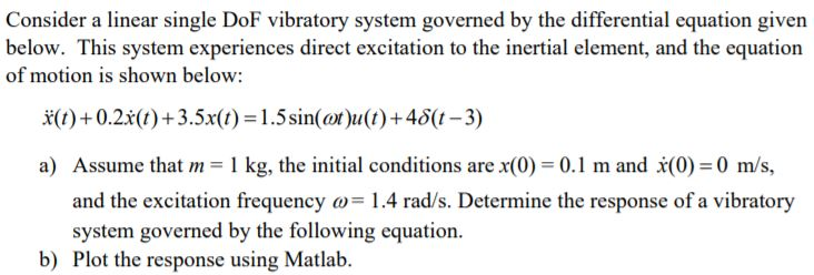 Consider a linear single DoF vibratory system | Chegg.com