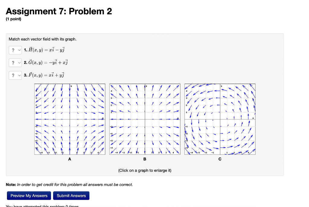 Solved Assignment 7: Problem 2 (1 point) Match each vector | Chegg.com