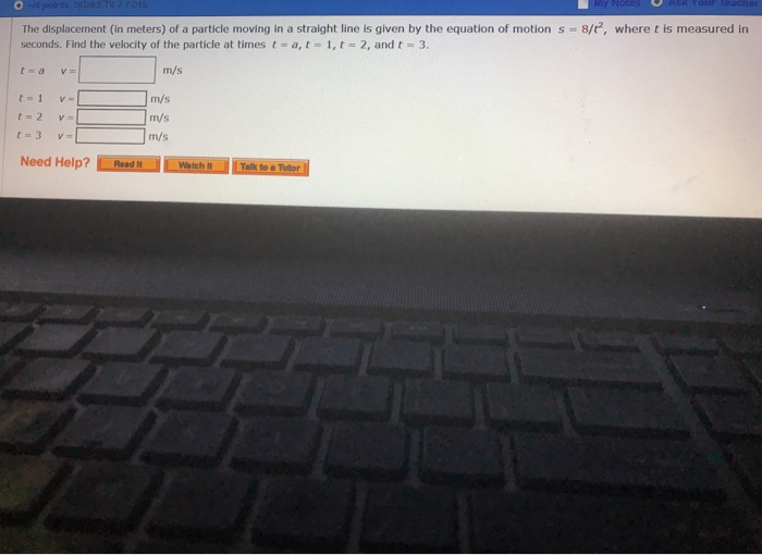 Solved The displacement (in meters) of a particle moving in | Chegg.com