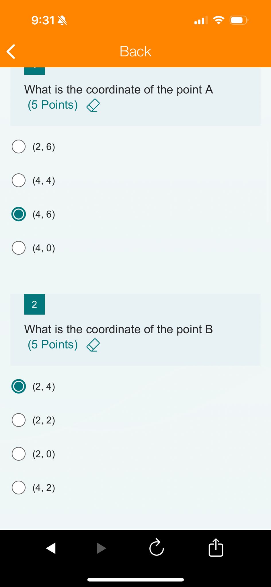 Solved code class="asciimath">What is the coordinate of the | Chegg.com