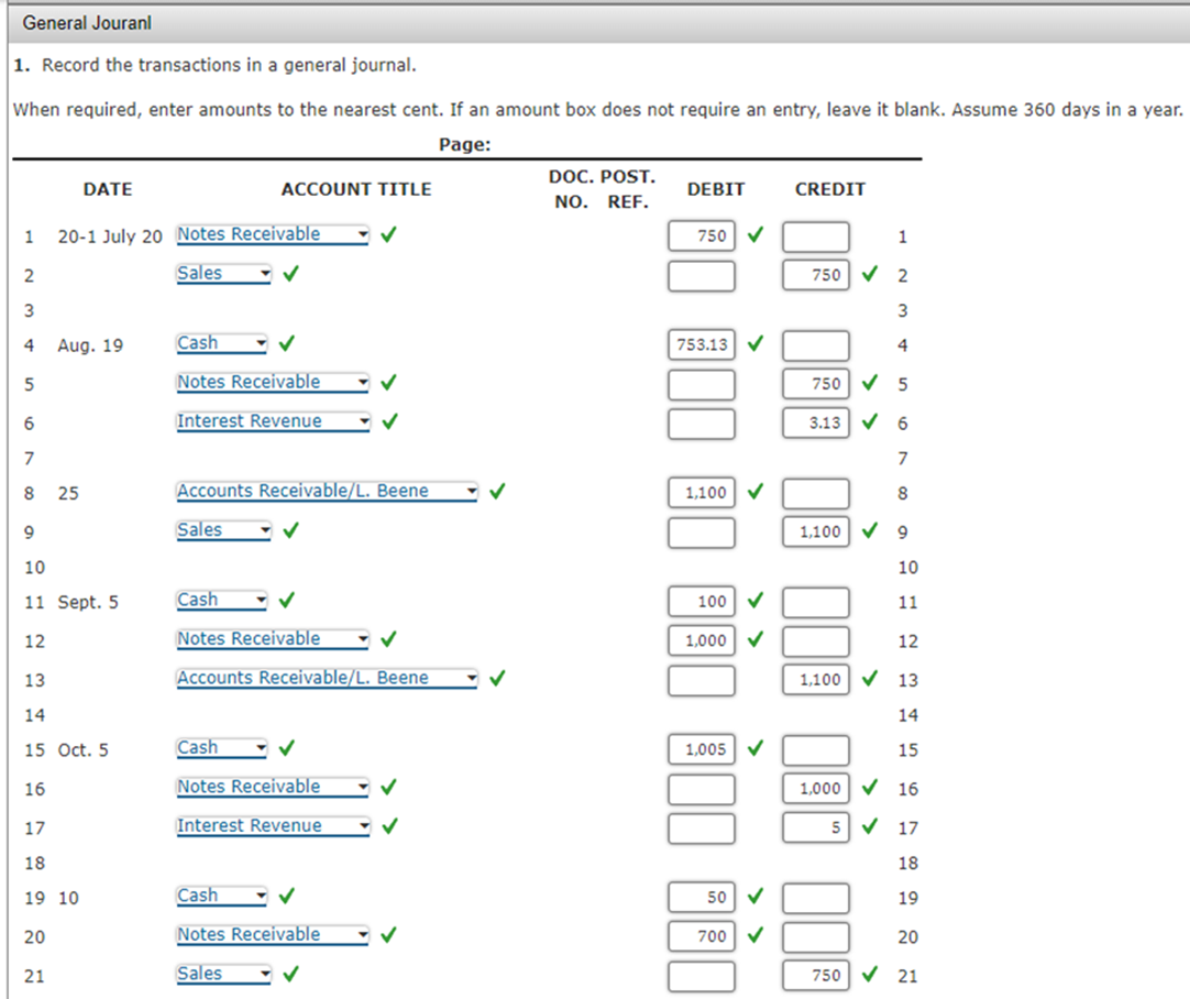 Solved Notes Receivable Entries 1. Record the transactions | Chegg.com