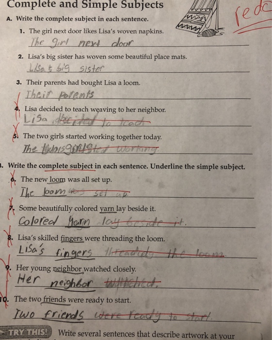 Solved Complete and Simple Subjects A. Write the complete | Chegg.com