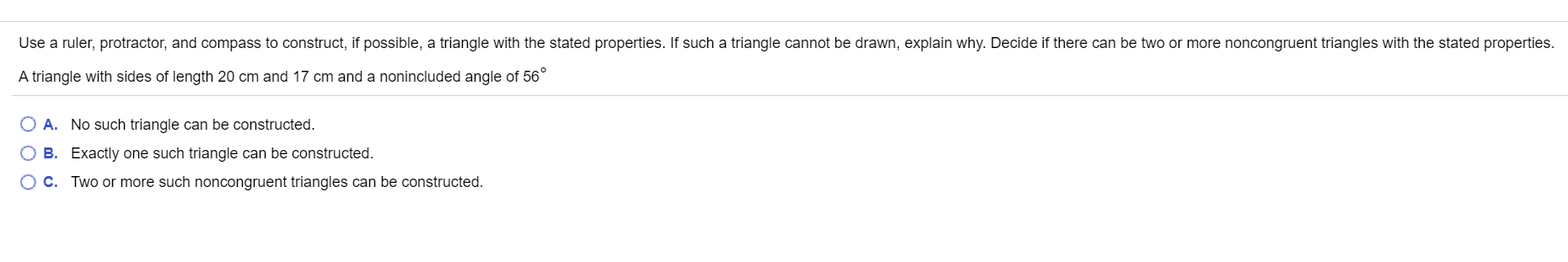 Solved Use a ruler, protractor, and compass to construct, if | Chegg.com